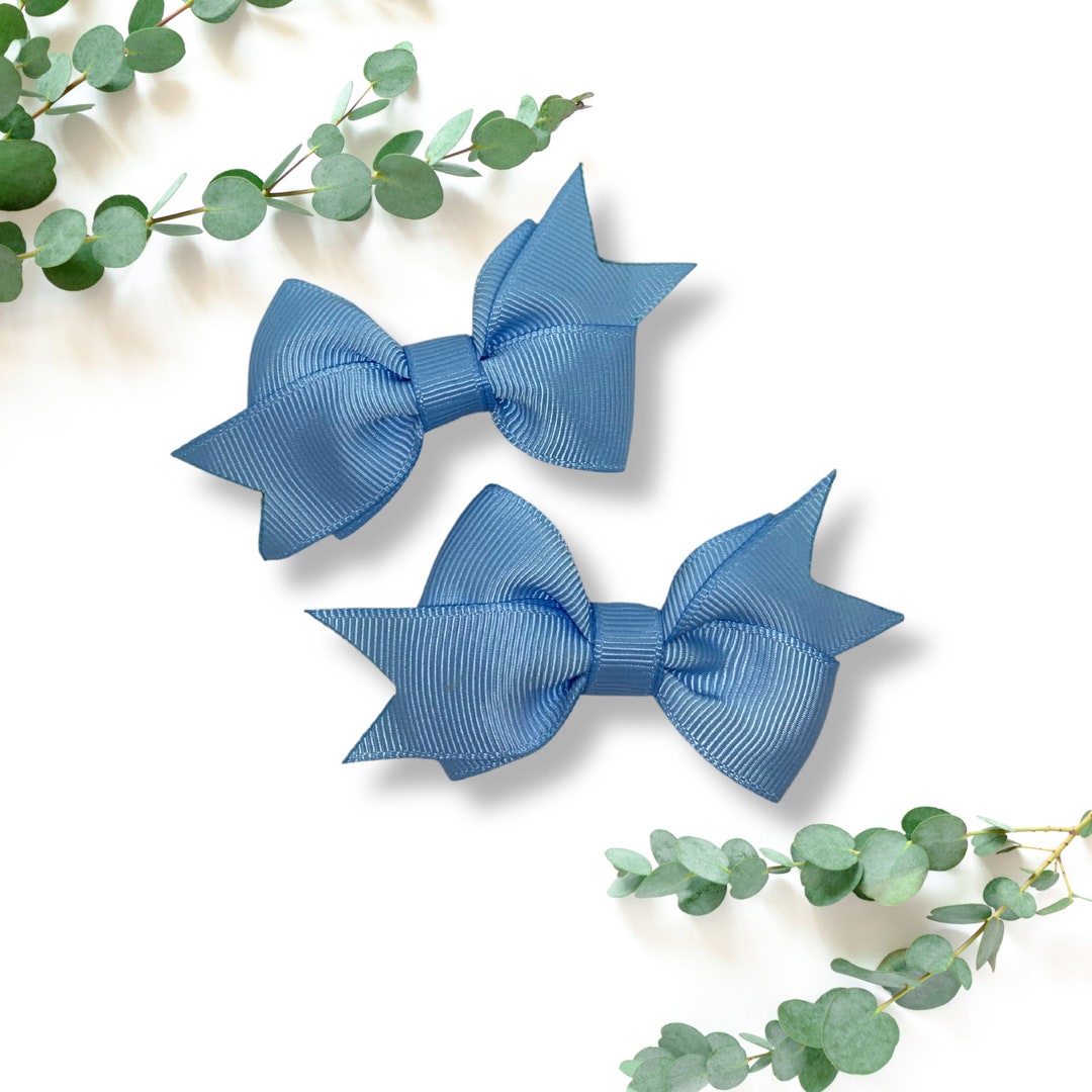 Baby Blue Pigtail Hair Bows- Small Hair Bows- Light Blue Hair Bows ...
