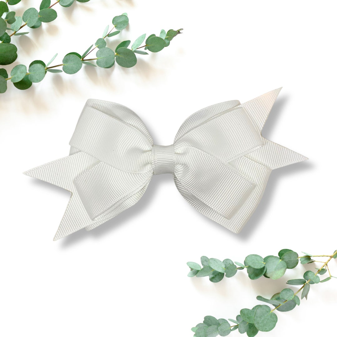 White Hair Bow- Large Hair Bow- Solid White Hair Bow- White Hair ...