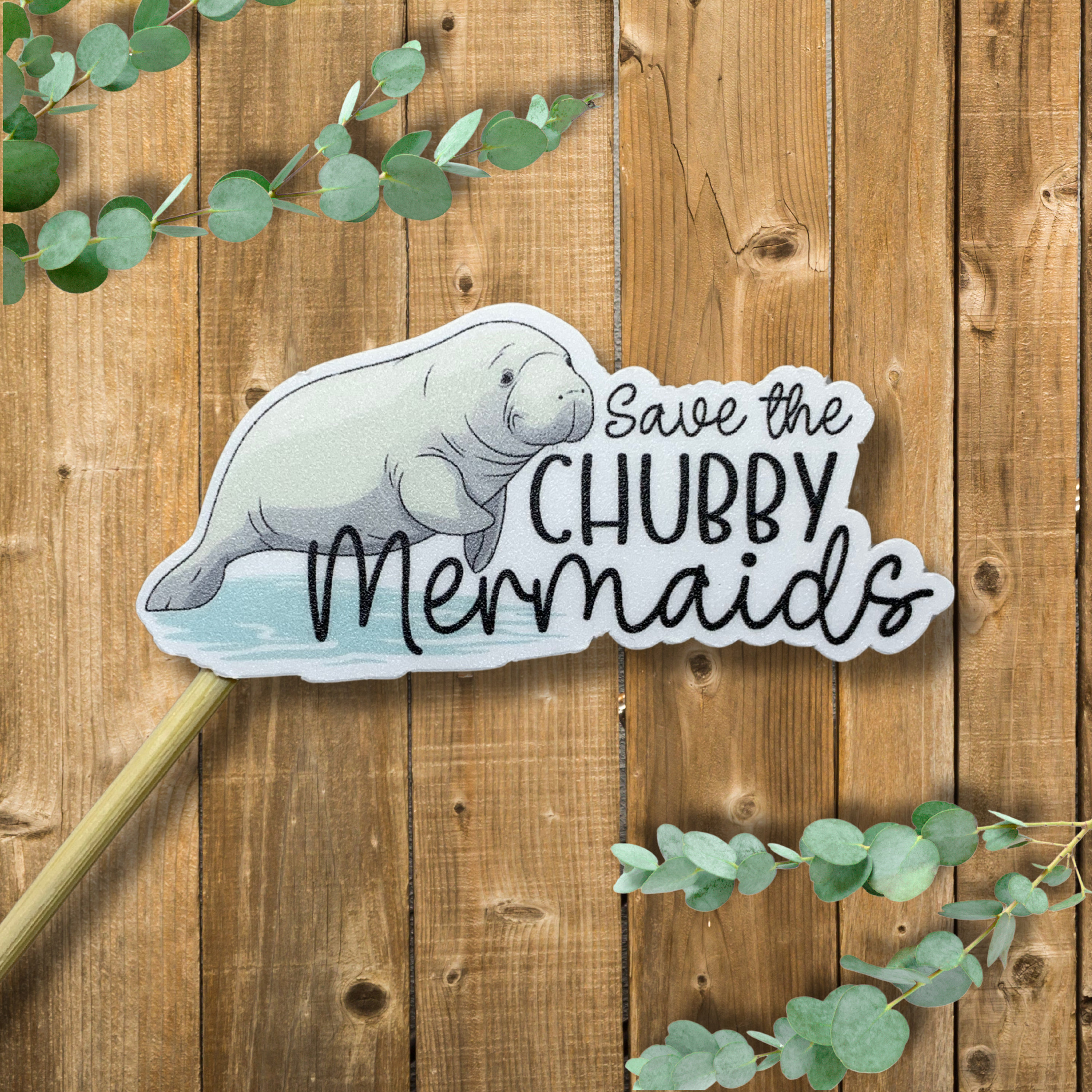 Save the Chubby Mermaids Water Bottle Sticker - Manatee Water Bottle ...