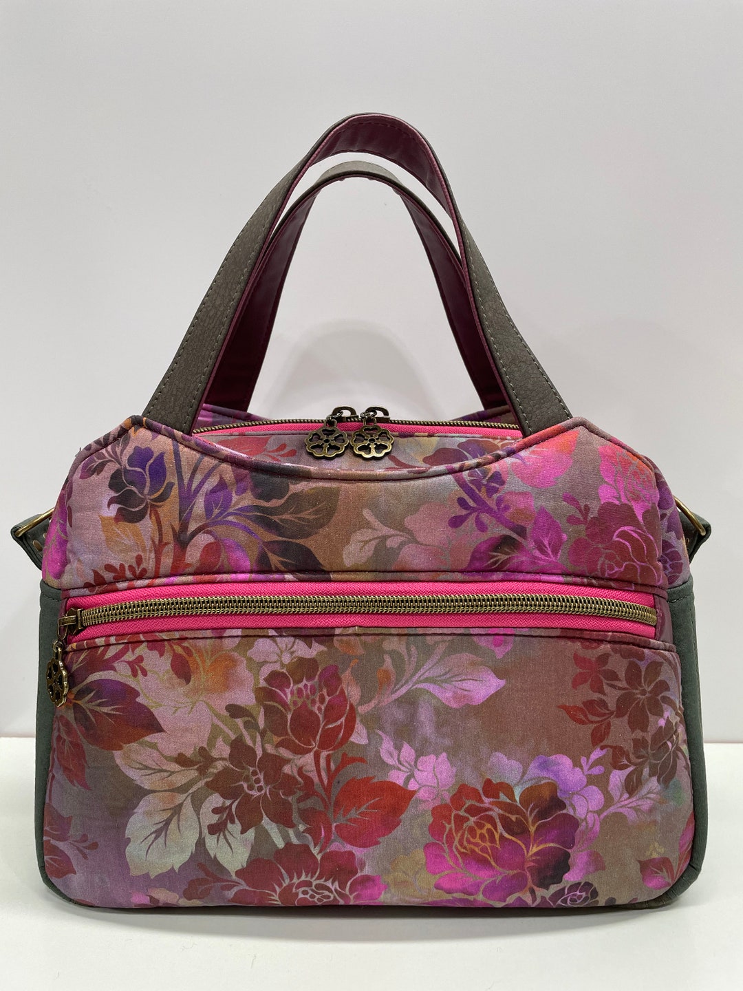 Handmade Multi Compartment Faux Leather Top Handle Crossbody Handbag ...