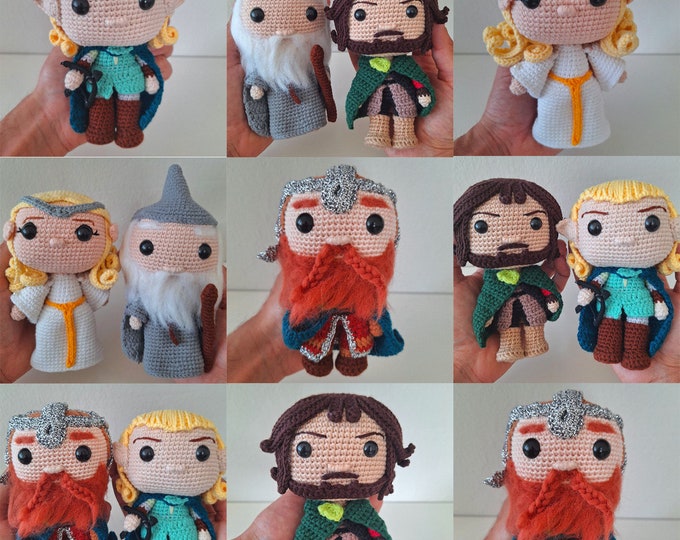 Lord of the Rings Crochet Plush, Gandalf, Aragorn, Gimli, Legolas ...