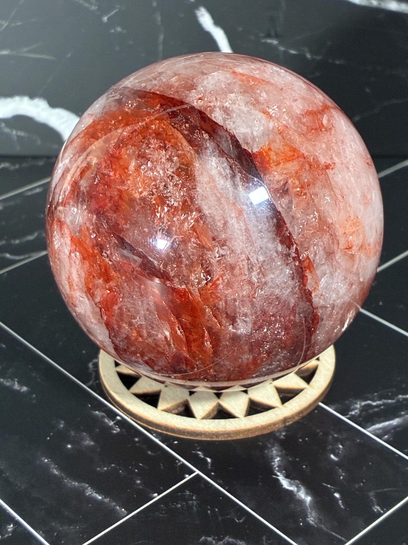 2.75” Fire Quartz Sphere – Deep Red Hematoid Quartz With Bold Natural ...