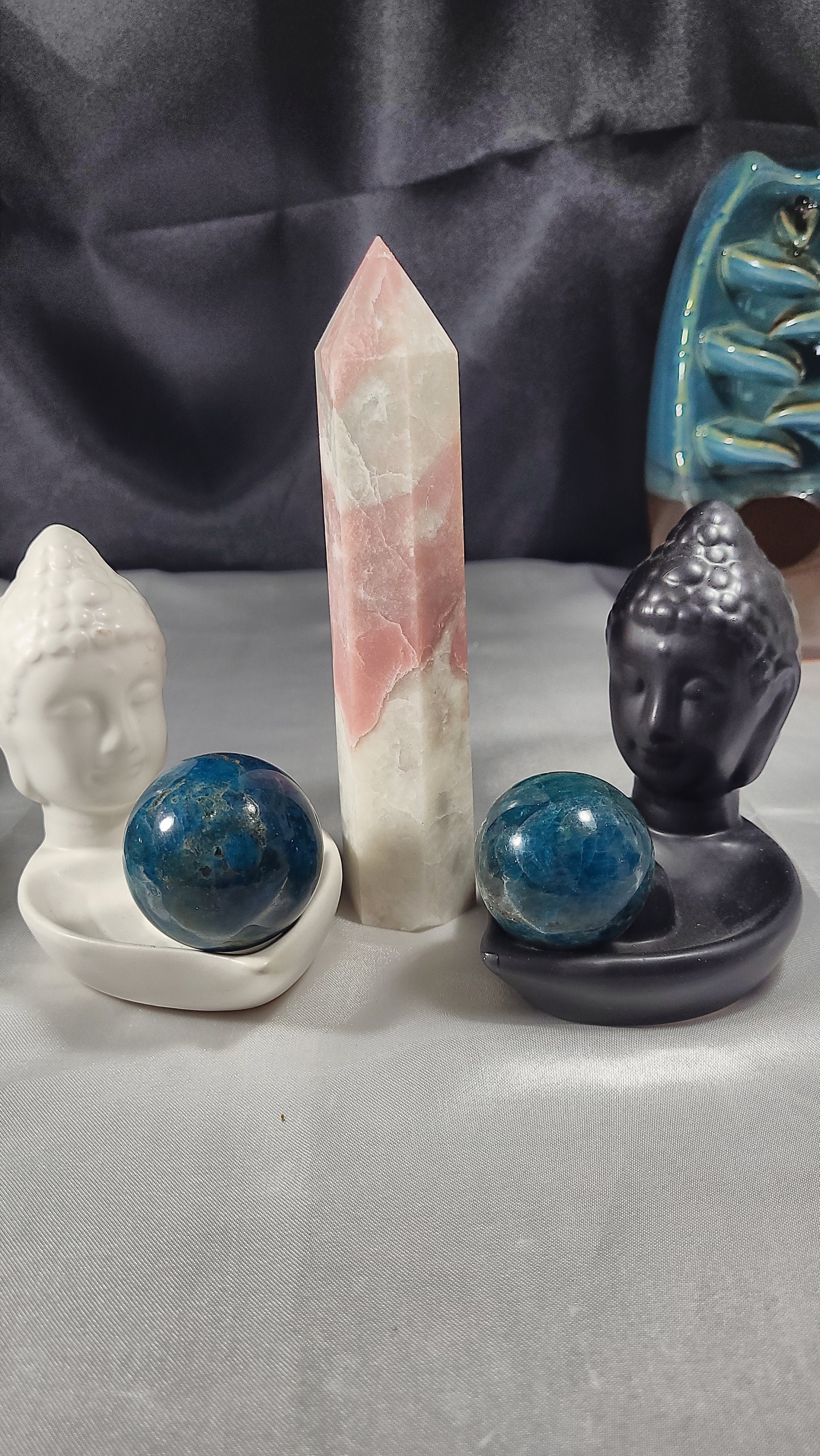 Soft Pink Opal Tower With FREE Raw Black Tourmaline Pink Opal Black ...