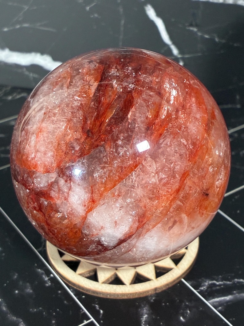 2.75” Fire Quartz Sphere – Deep Red Hematoid Quartz With Bold Natural ...