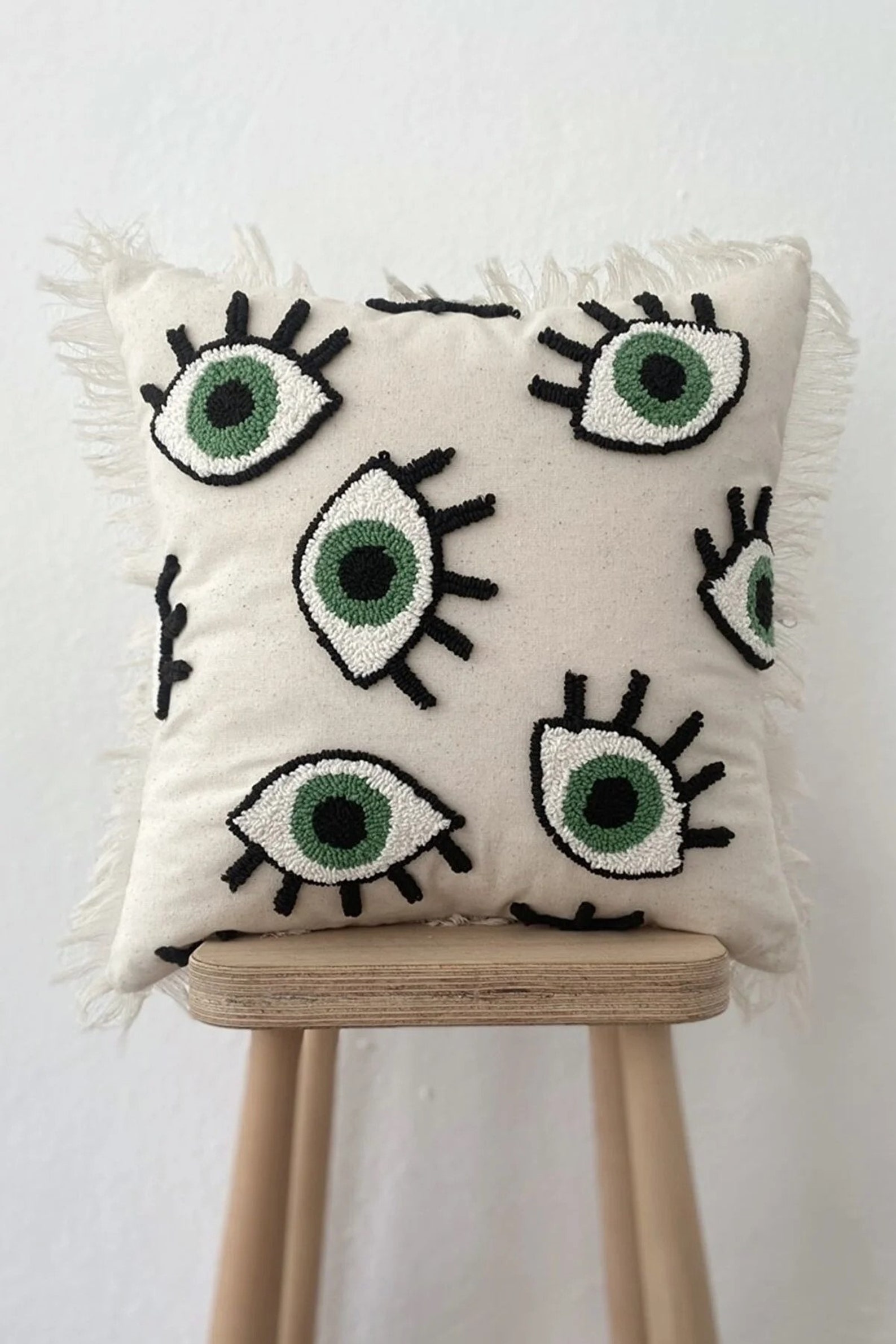 Elegant Evil Eye Pillow Evil Eye Punch Bohemian Linen Pillow Cover Eye ...