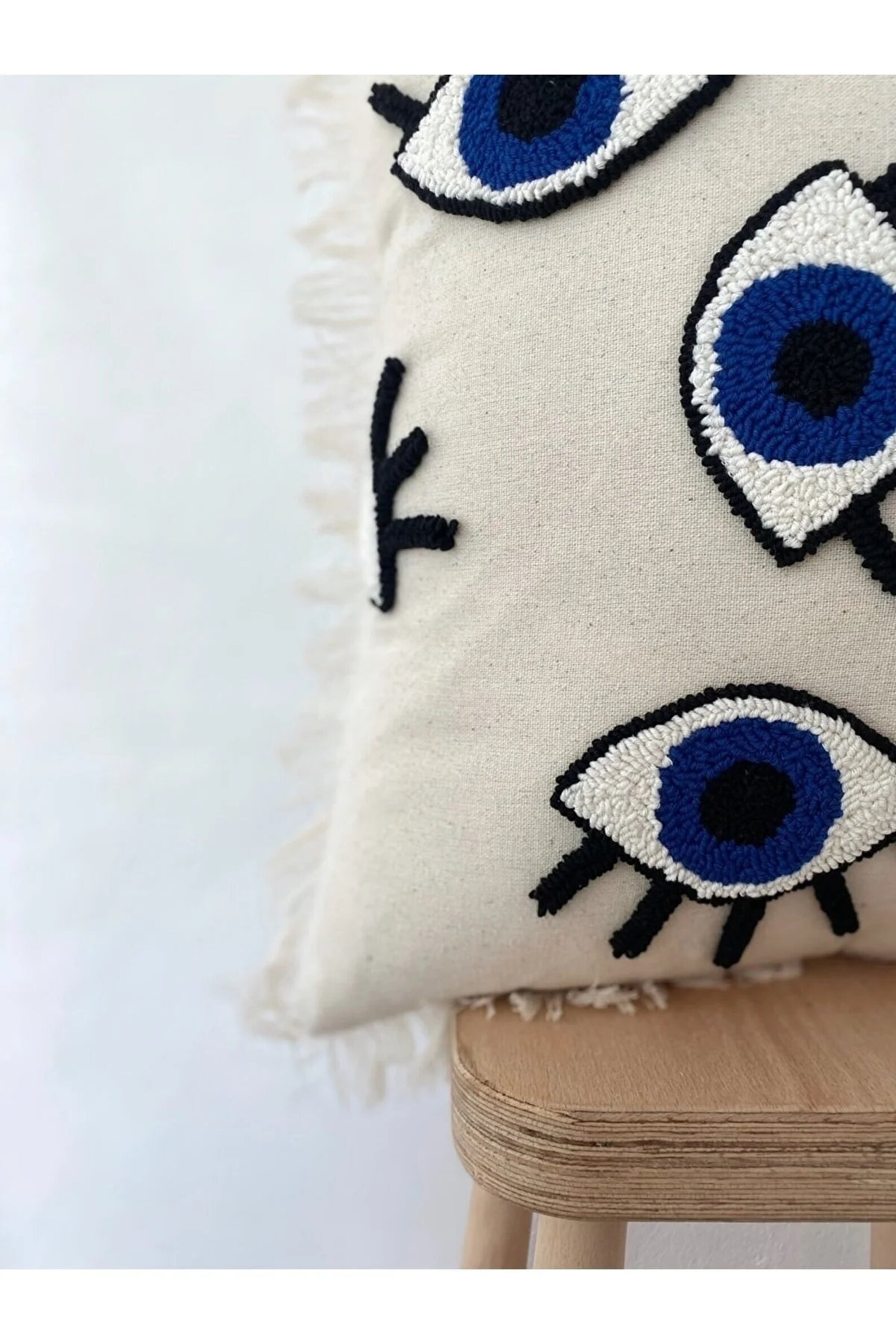 Elegant Evil Eye Pillow Evil Eye Punch Bohemian Linen Pillow Cover Eye ...