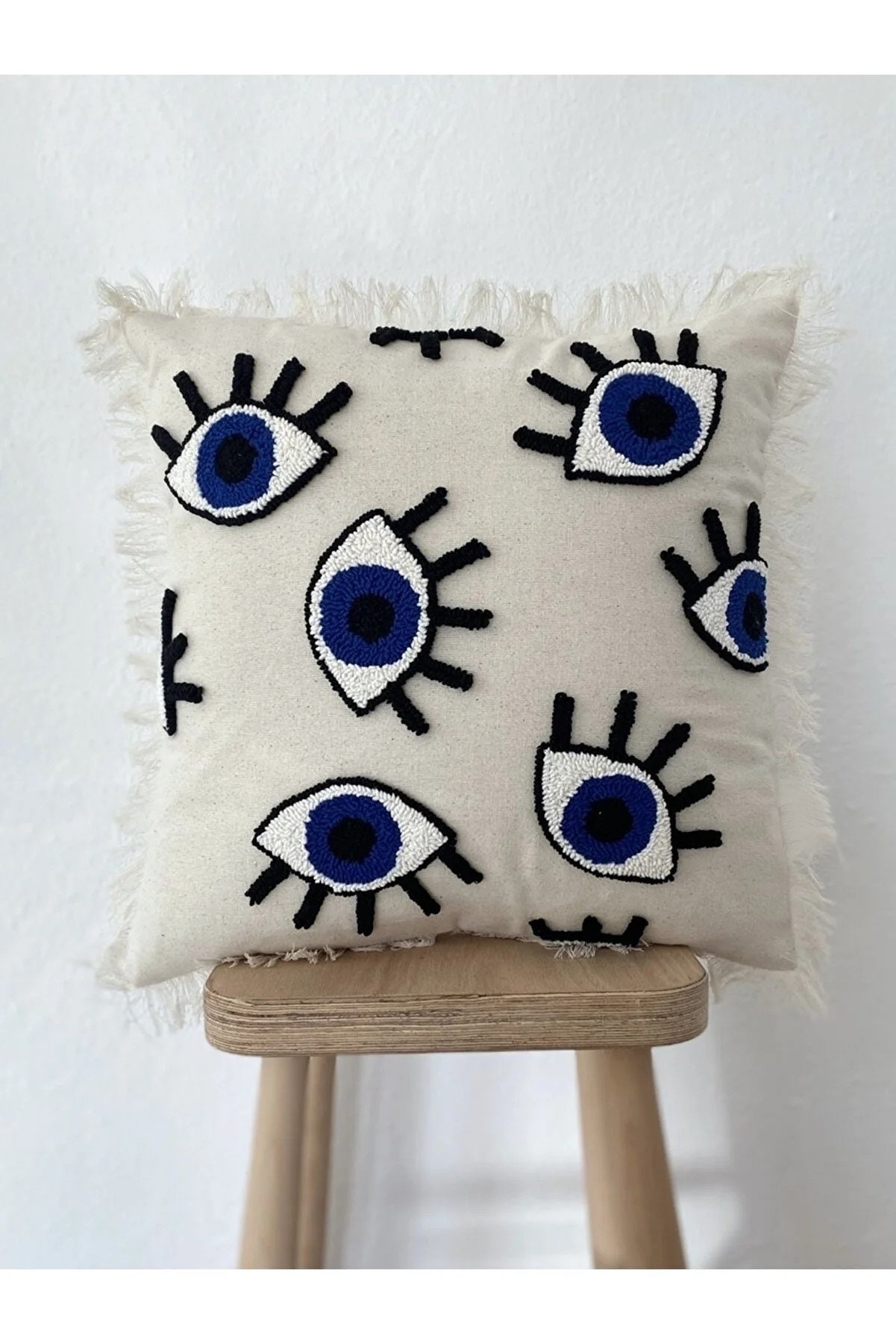 Elegant Evil Eye Pillow Evil Eye Punch Bohemian Linen Pillow Cover Eye ...