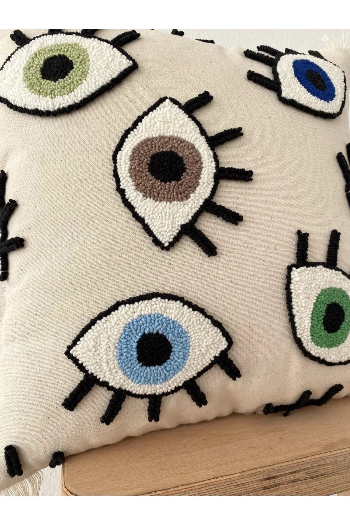 Elegant Evil Eye Pillow Evil Eye Punch Bohemian Linen Pillow Cover Eye ...