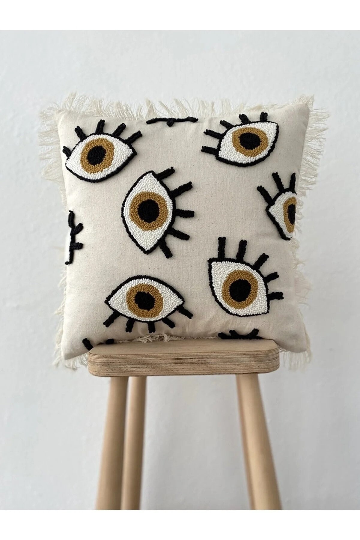 Elegant Evil Eye Pillow Evil Eye Punch Bohemian Linen Pillow Cover Eye ...
