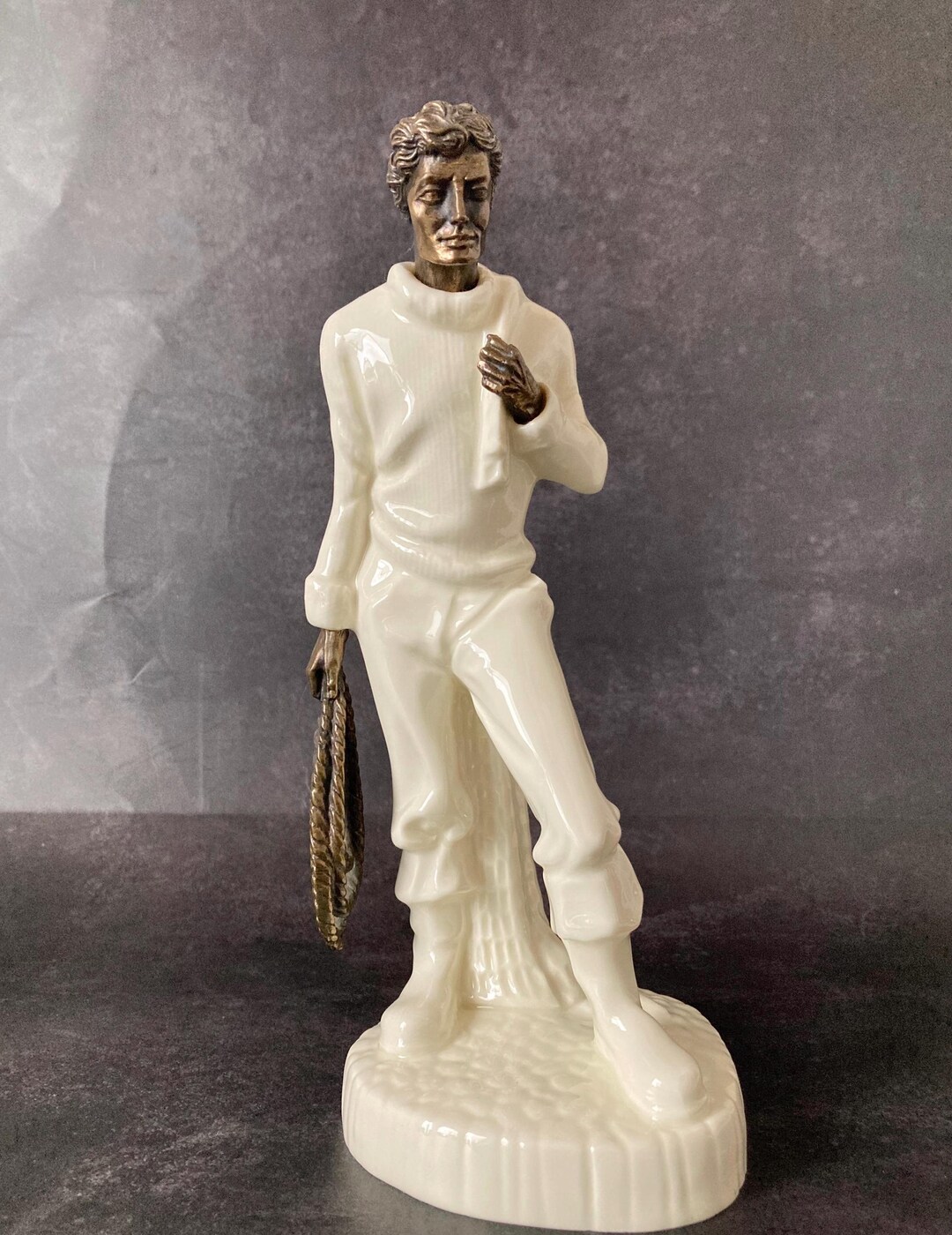Minton Porcelain Fisherman Figurine 1978, Nautical Decor With Bronze ...