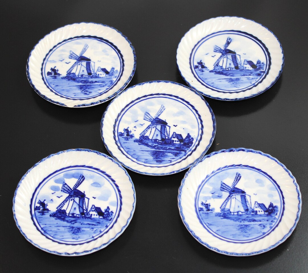 Antique Delft Blue Breakfast Set, Elesva Holland, Hand Printed - Etsy