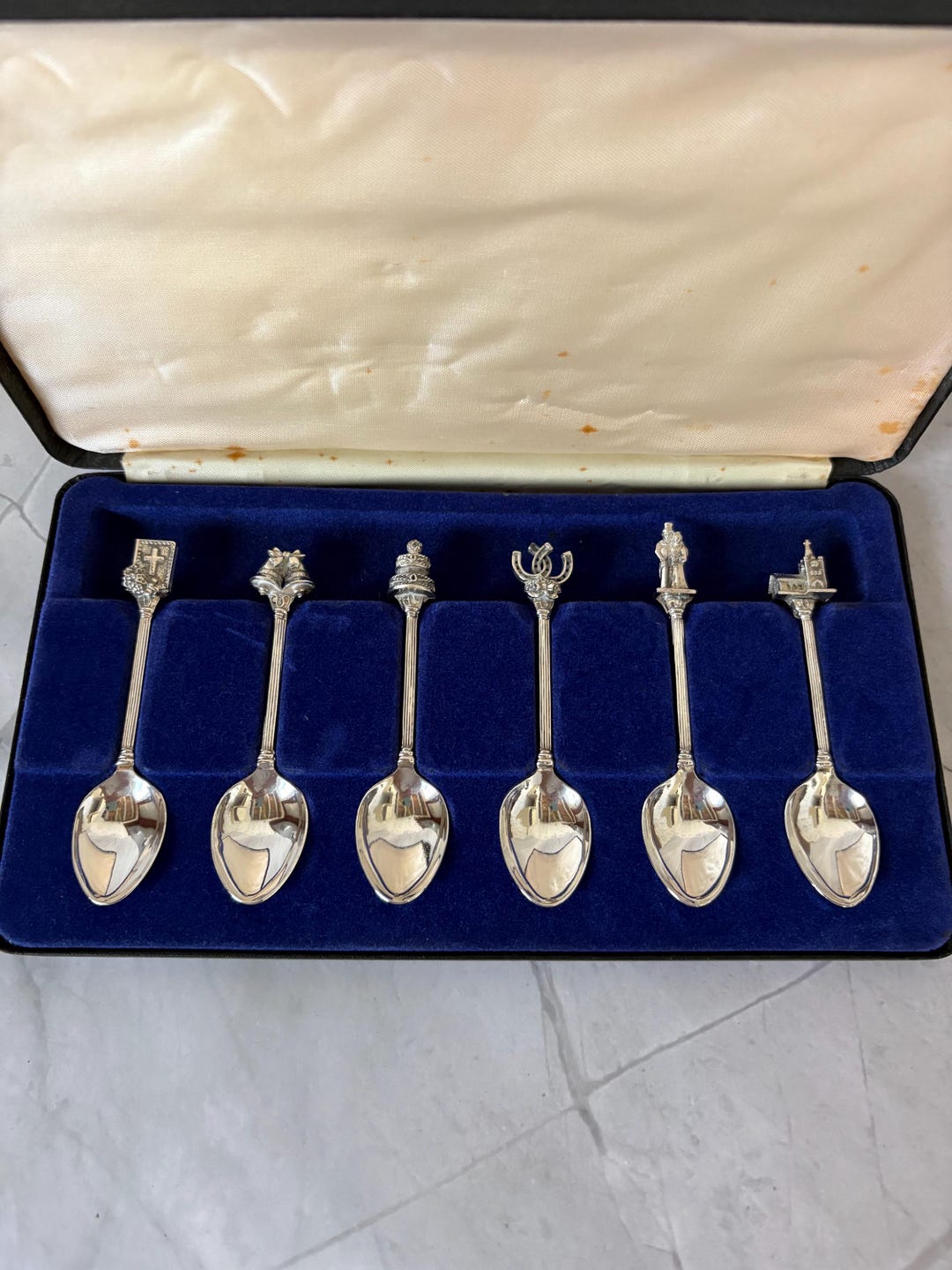 Vintage Silver Plated Teaspoon Set, British Landmarks, WAPW, Original ...