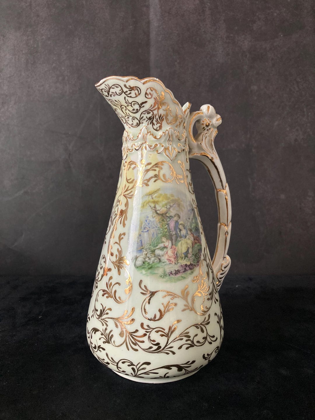 Vintage German Porcelain Pitcher With Gold Detailing – Elegant ...