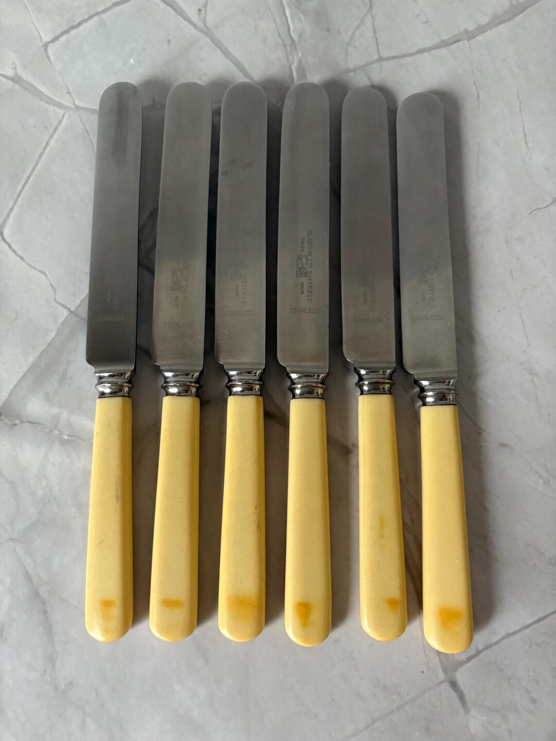 Vintage Sheffield Stainless Steel Knives - Cream Handles, Set of 6 - Etsy