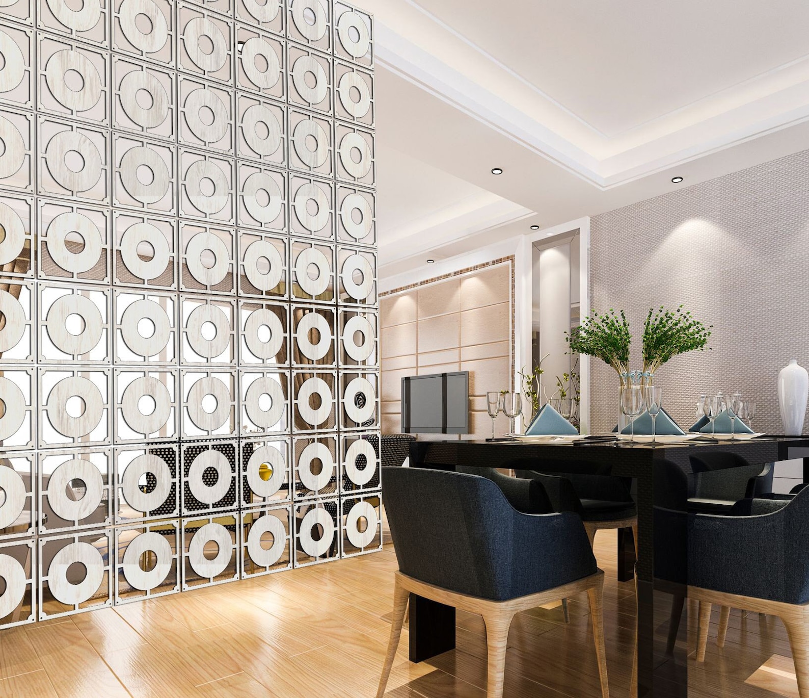 Hanging Room Divider, Hanging Dividing Panels, Wooden Tableau Curtain ...