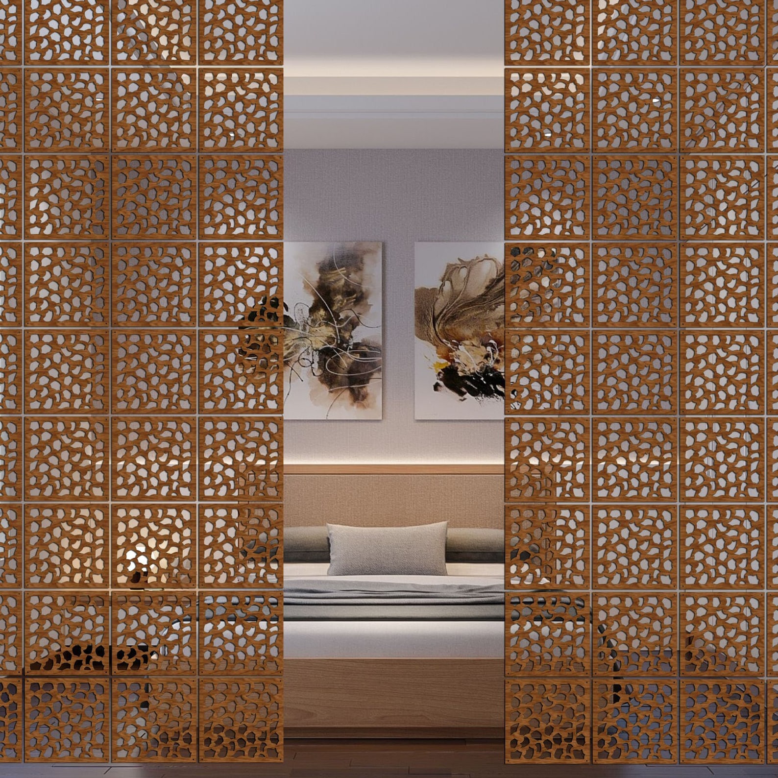 Wooden Dividing Panels, Suspended Room Divider, Modular Decorative Wall ...