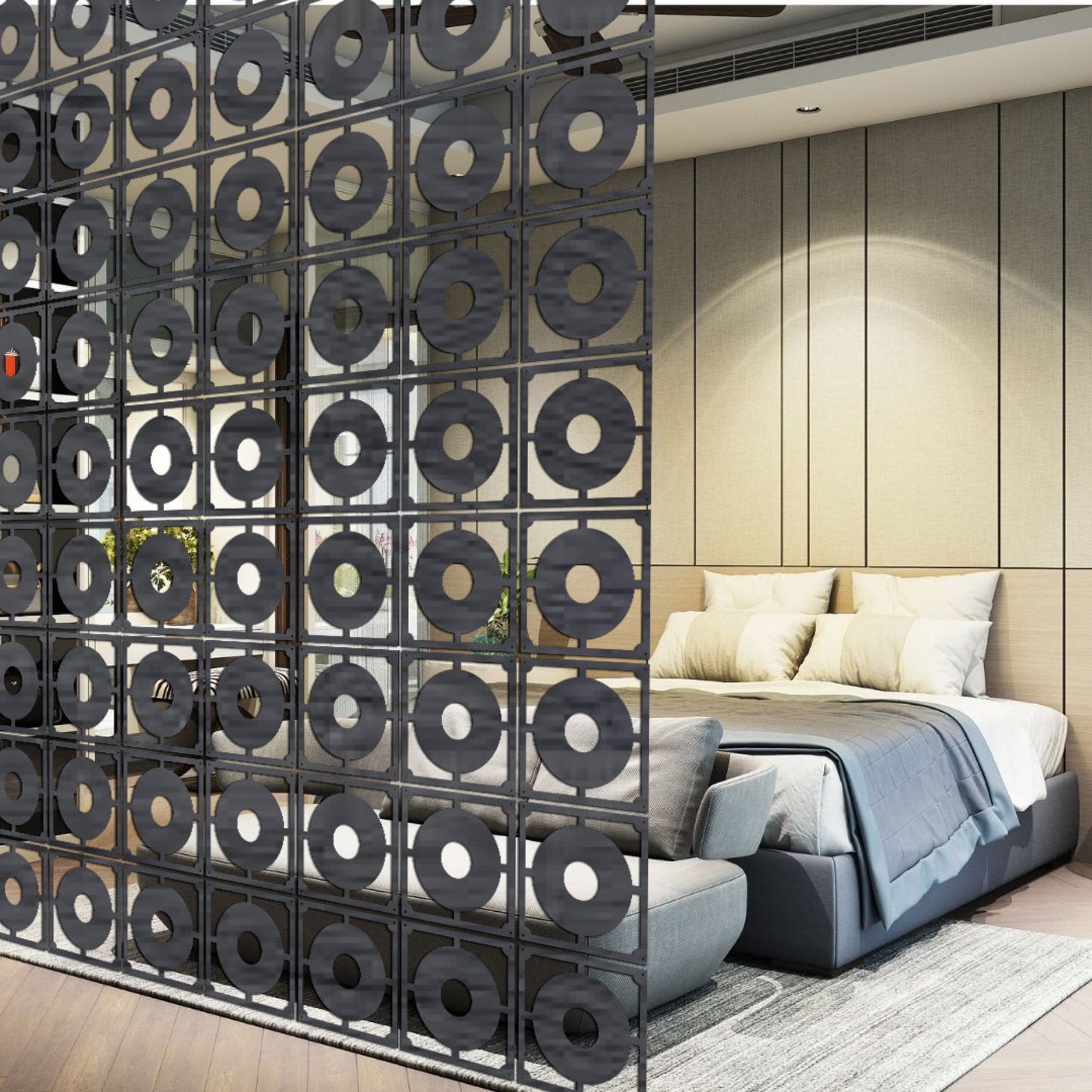 Hanging Room Divider, Hanging Dividing Panels, Wooden Tableau Curtain ...