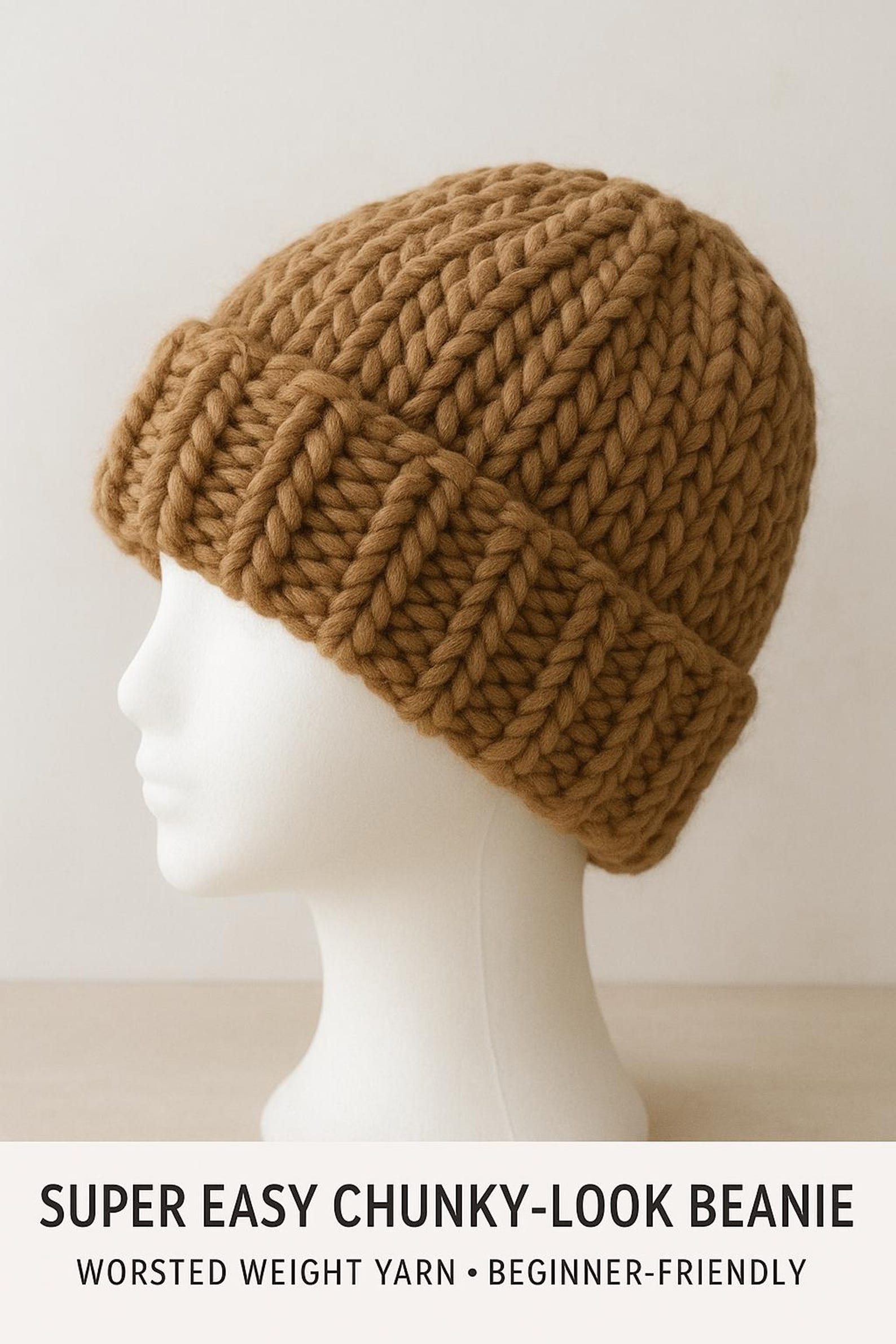 Simple Knit Hat Pattern for Beginners. Easy Beanie Knitting Pattern. - Etsy