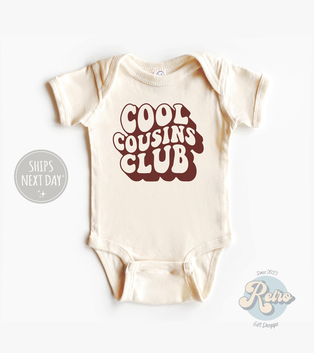 Cool Cousins Club Maroon Onesie® Matching Cousin Natural Baby Onesie® Retro Cousin Crew Bodysuit ...