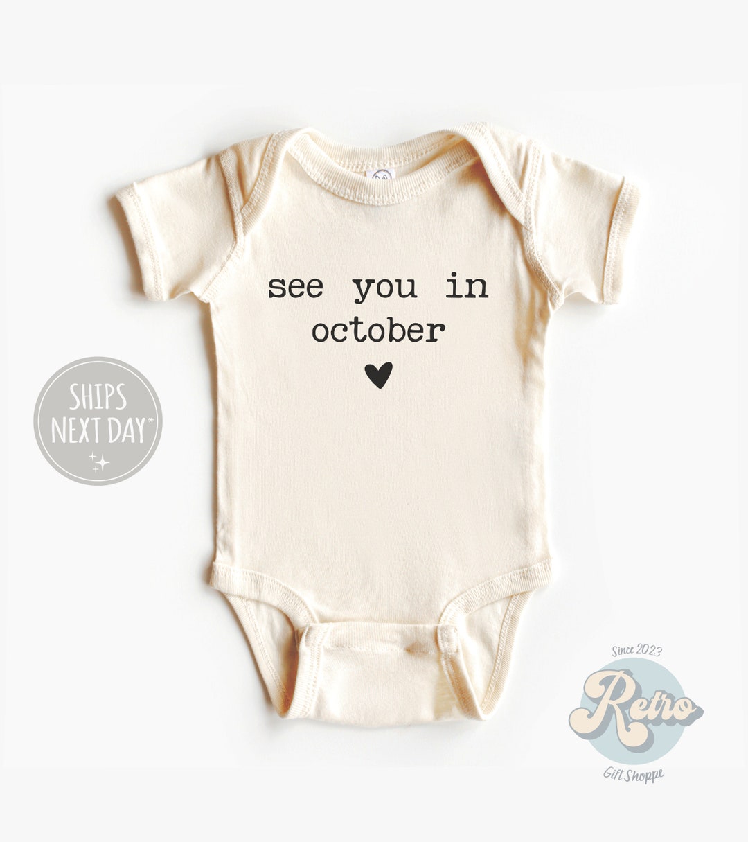 See You in October Onesie® - Vintage Baby Announcement Bodysuit ...