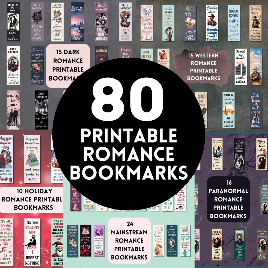 Romance Bookmark PNG MEGA BUNDLE, Smut Bookmark Sublimate, Funny ...