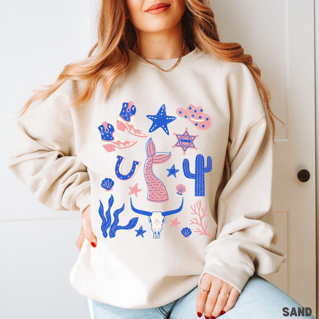 Mermaid Core Coastal Cowgirl Sweatshirt Ocean Inspired Style Beachy ...