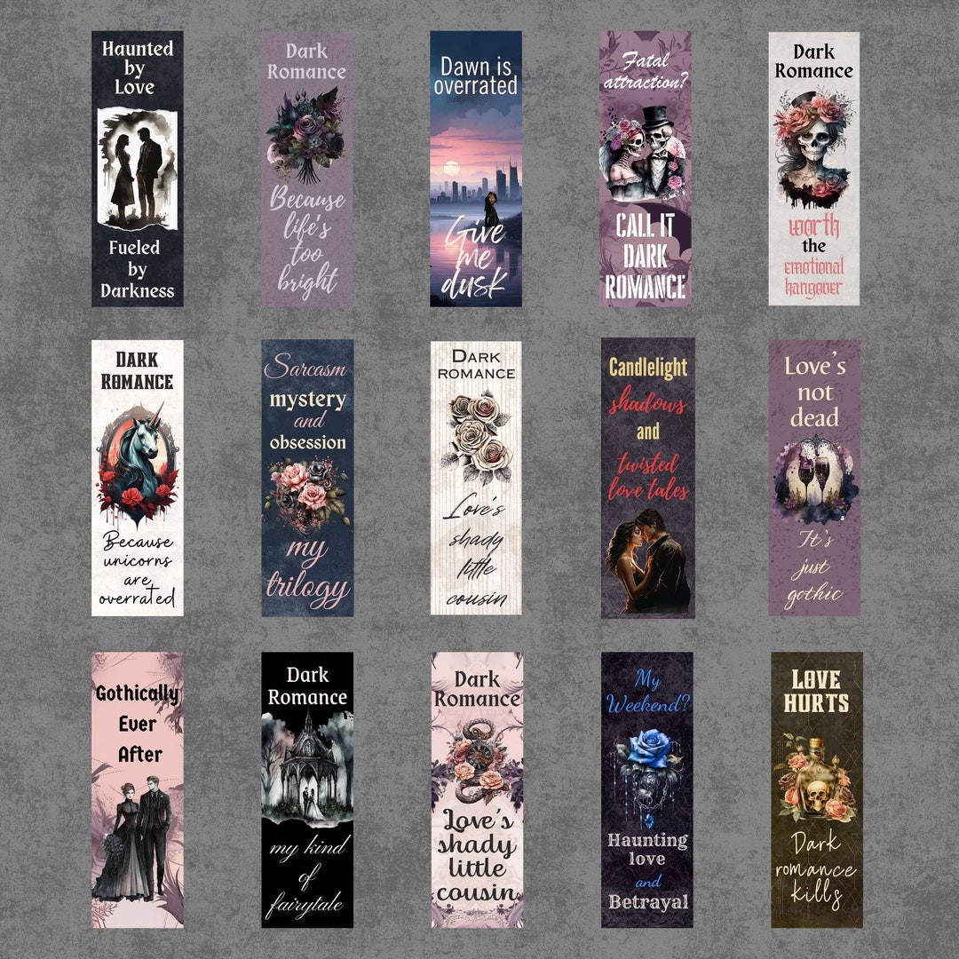 Dark Romance Bookmark PNG Bundle, Gothic Smut Bookmark Sublimate ...