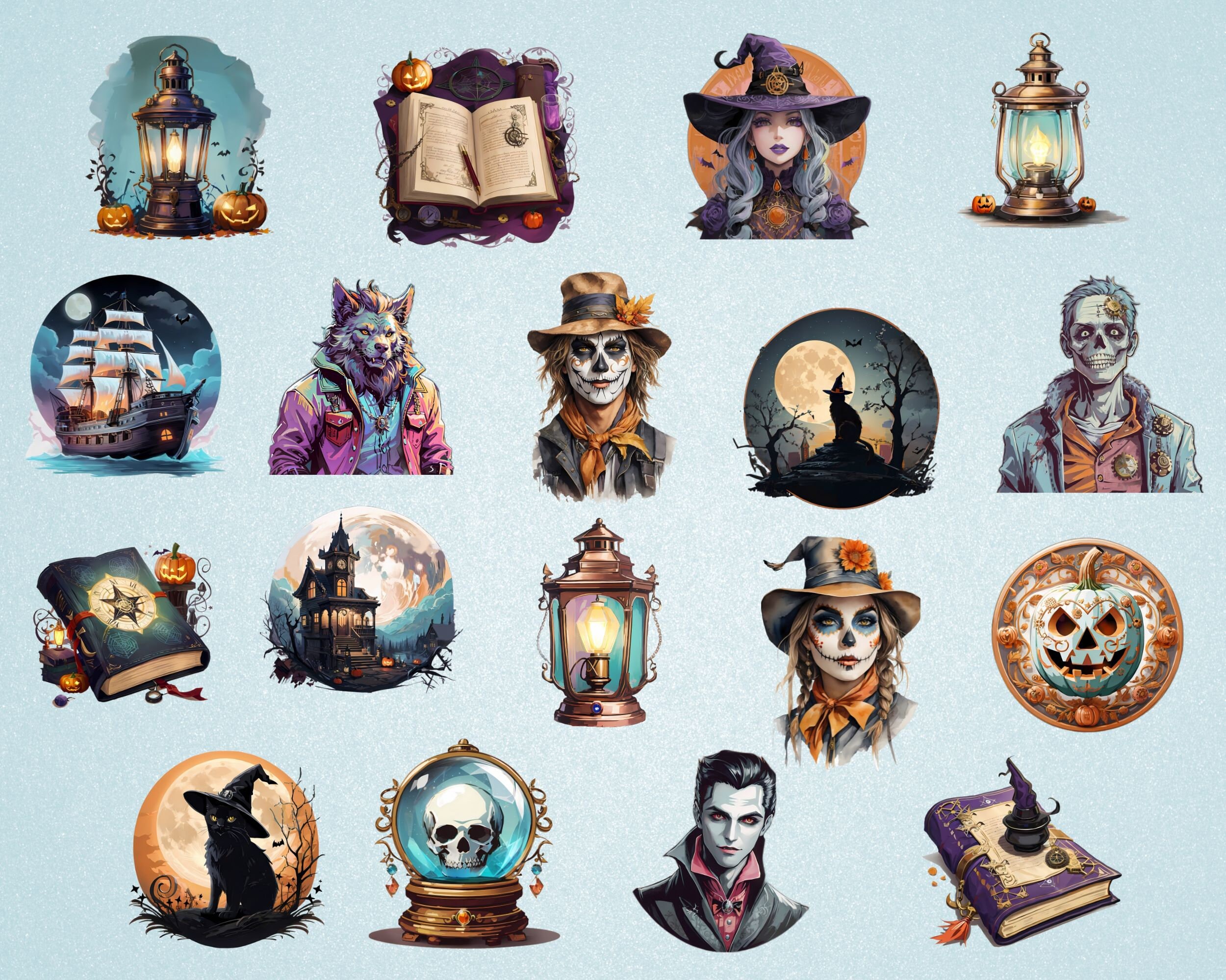 Set of 57 Pastel Halloween Clipart Pasteloween PNG - Etsy