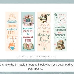 4 Printable Romance Reader Bookmarks | Spicy Reader Bookmarks | Smut ...