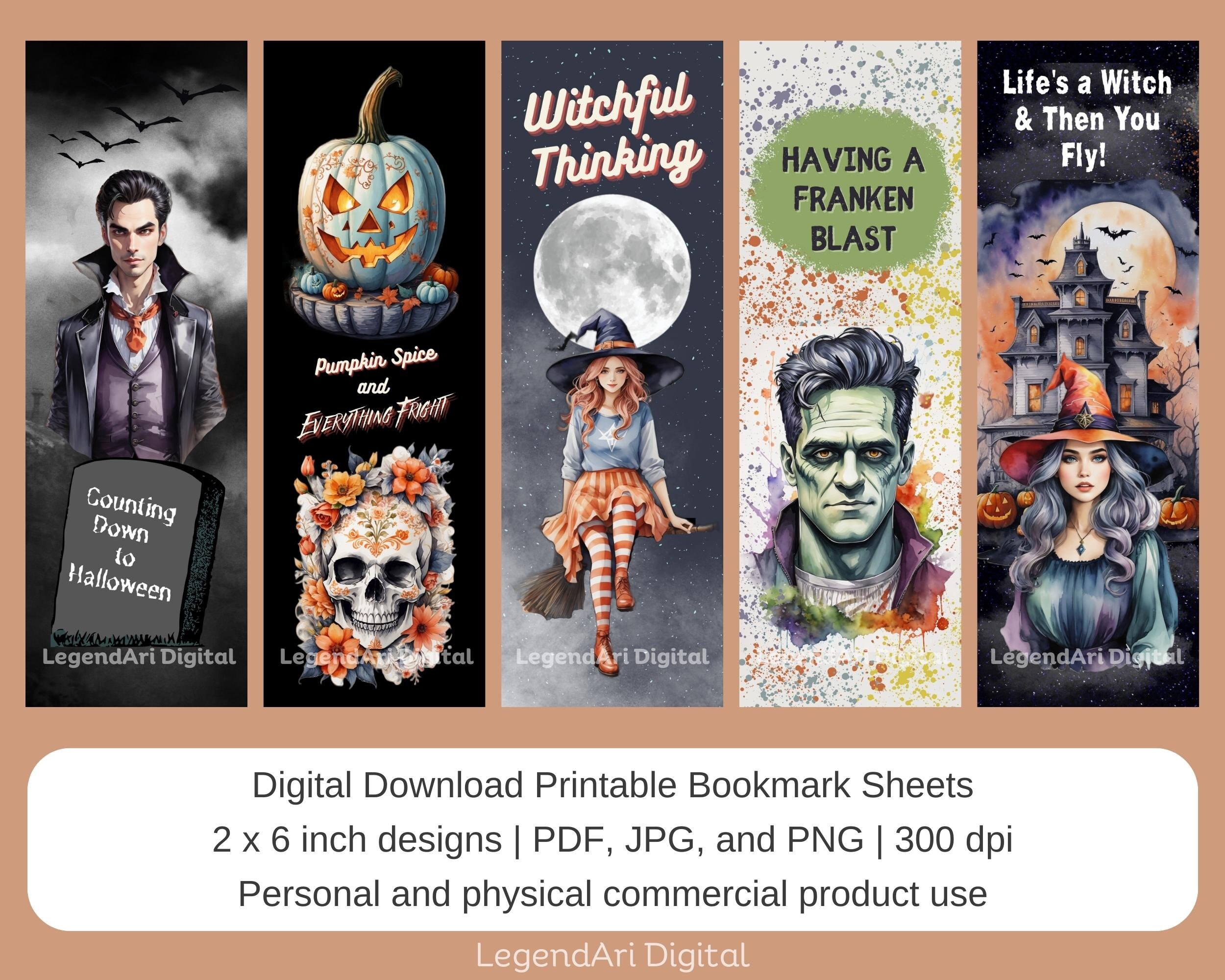 10 Cute Halloween Bookmarks Printable Bookmark Set - Etsy