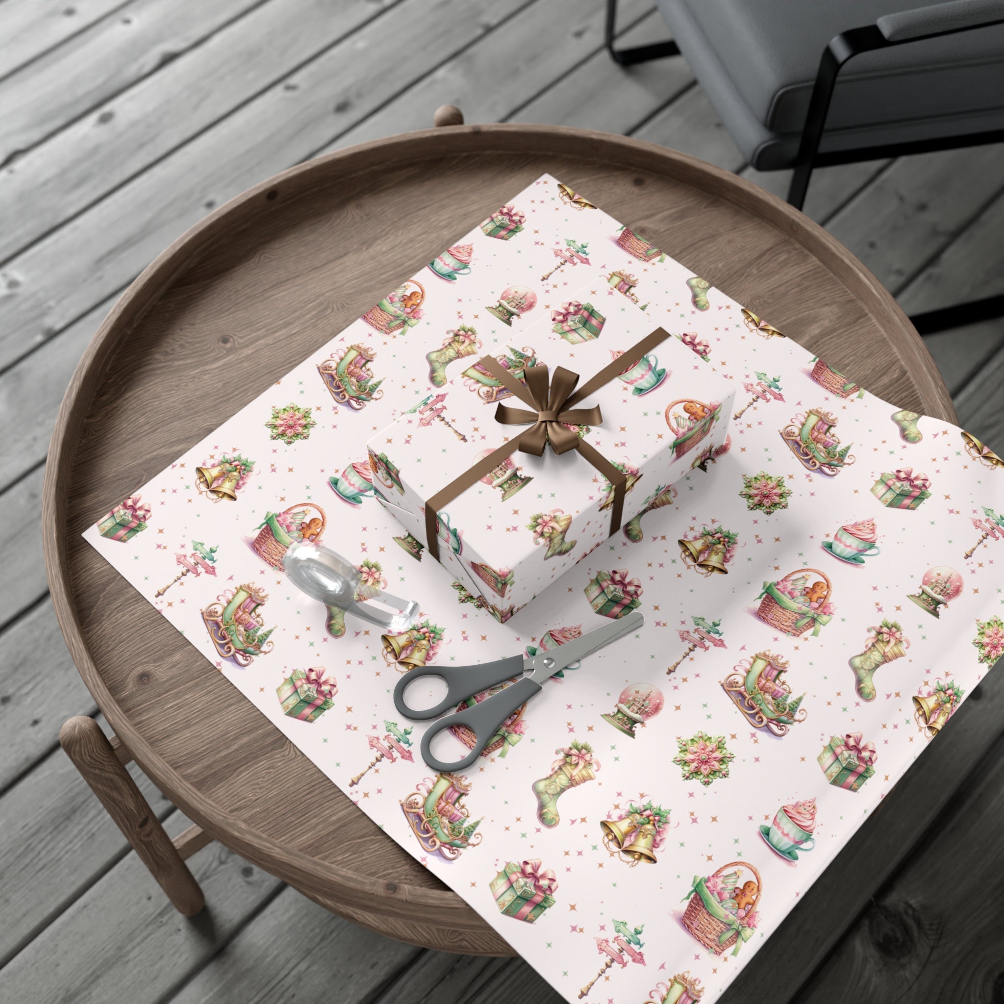 Pink Christmas Wrapping Paper, Girls Wrapping Paper Roll, Christmas ...