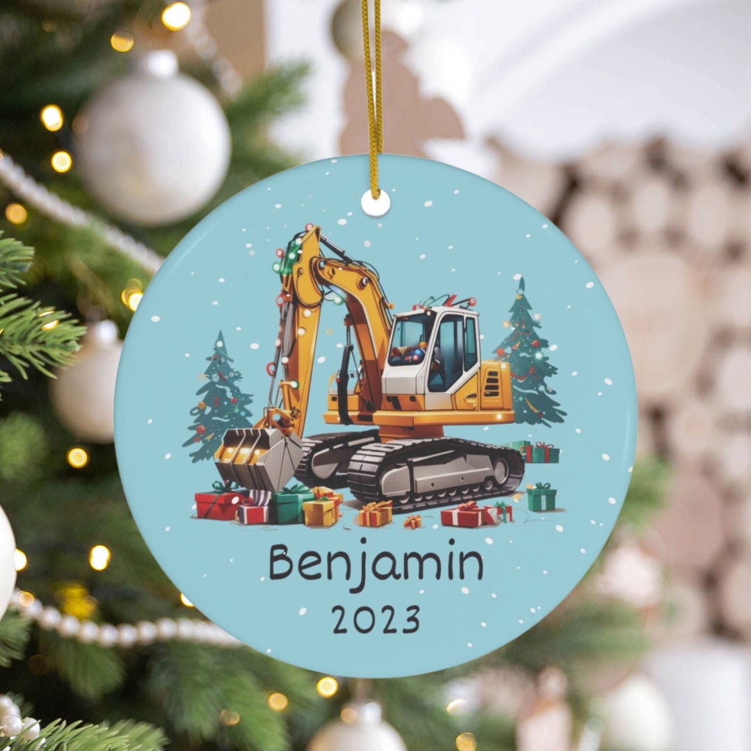Personalized Excavator Christmas Tree Ornament, Custom Name Boys ...