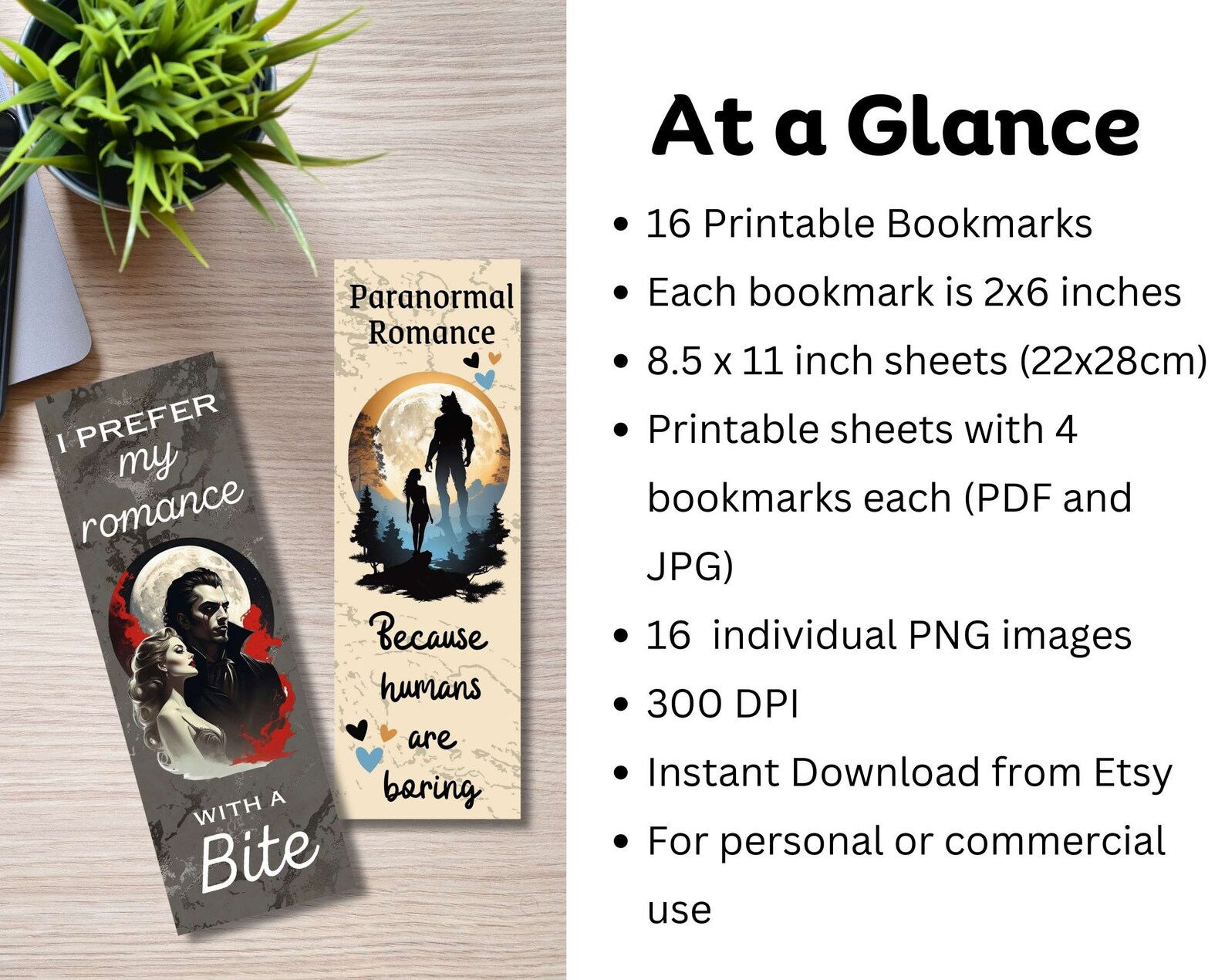 Paranormal Romance Bookmark PNG Bundle, Vampire Smut Bookmark Sublimate ...