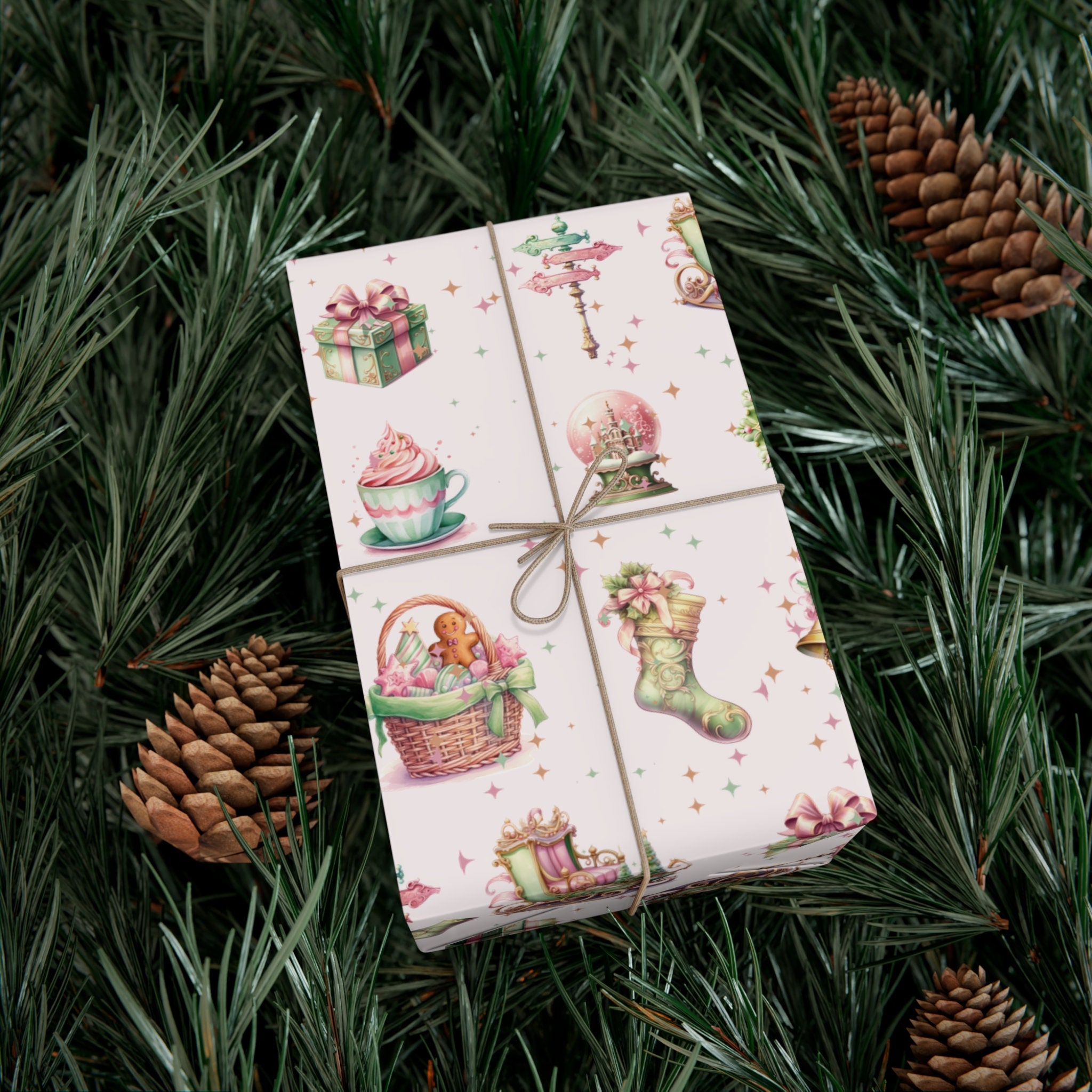 Pink Christmas Wrapping Paper, Girls Wrapping Paper Roll, Christmas ...