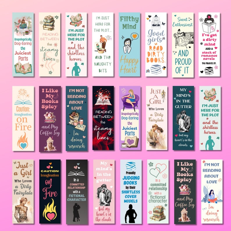 Romance Reader Bookmarks BUNDLE, Spicy Bookmarks, Smut Bookmarks ...