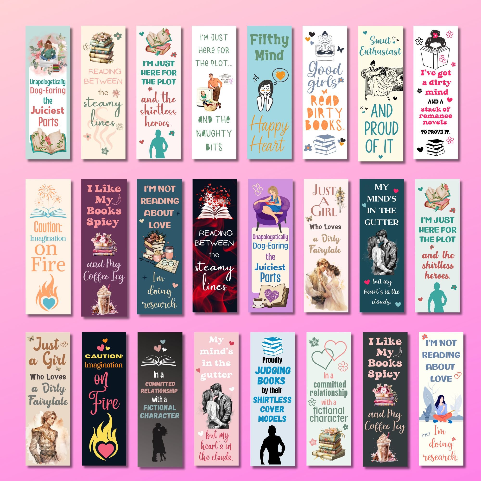 Romance Reader Bookmarks BUNDLE, Spicy Bookmarks, Smut Bookmarks ...