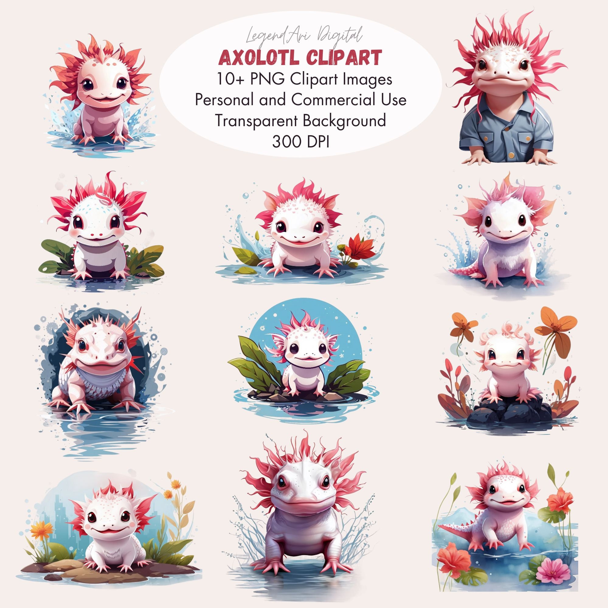 Axolotls PNG Bundle, Axolotl Gifts, Funny Axolotl PNG, Axolotl T-shirt ...