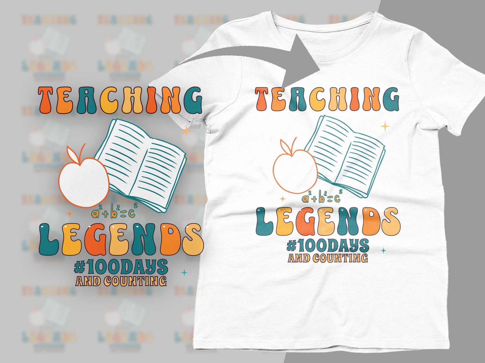 100th Day of School Teacher PNG JPG, Happy 100 Days Celebration Retro T ...