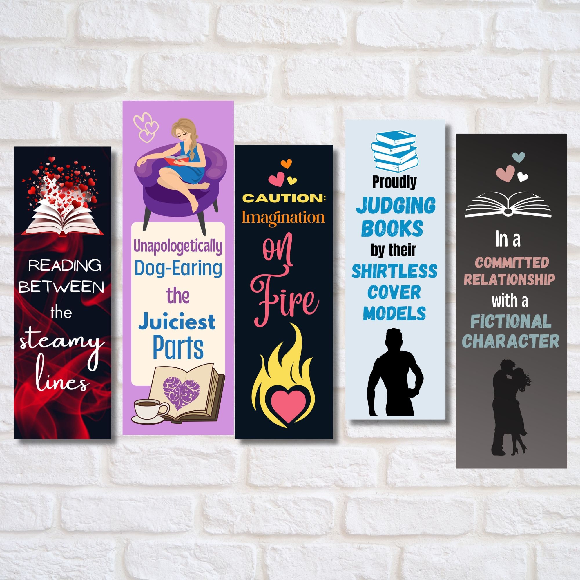 5 Printable Romance Reader Bookmarks Printable Bookmarks Smut Bookmarks ...