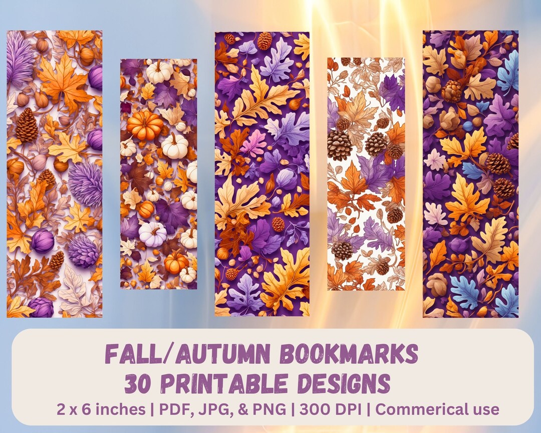 30 Fall Autumn Sublimation Bookmarks Bundle | Printable Bookmark Set ...