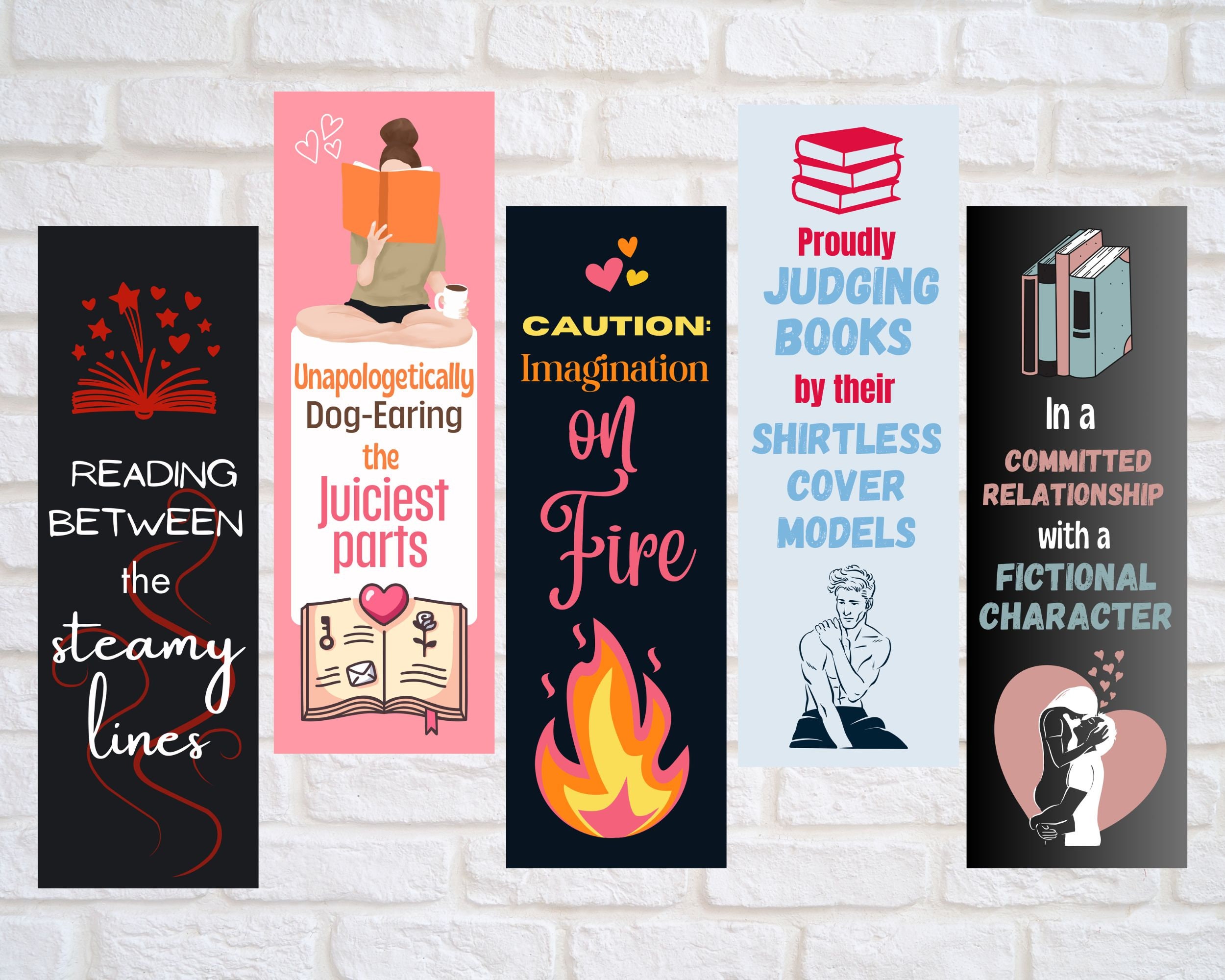 5 Printable Romance Reader Bookmarks Printable Bookmarks Smut Bookmarks ...