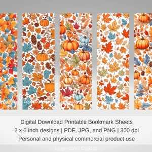 30 Fall Autumn Sublimation Bookmarks Bundle | Printable Bookmark Set ...