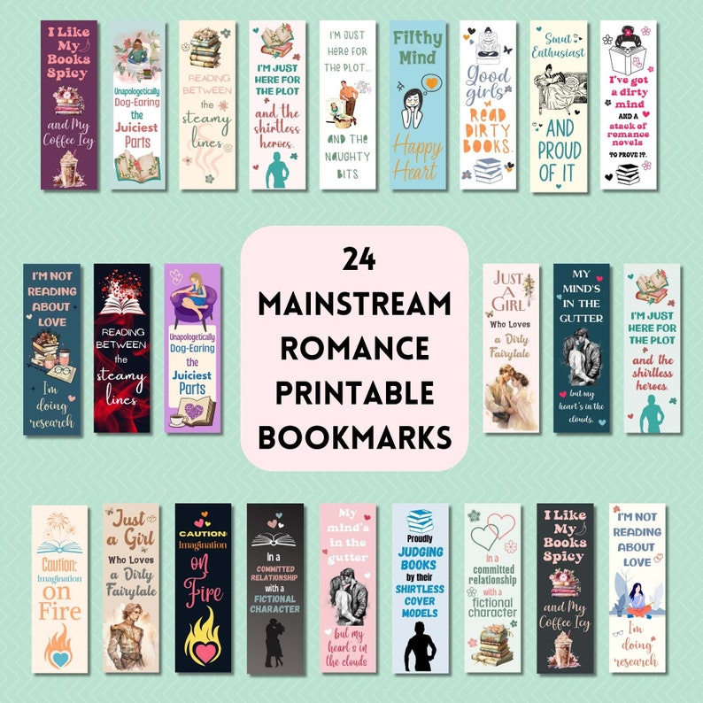 Romance Bookmark PNG MEGA BUNDLE, Smut Bookmark Sublimate, Funny ...