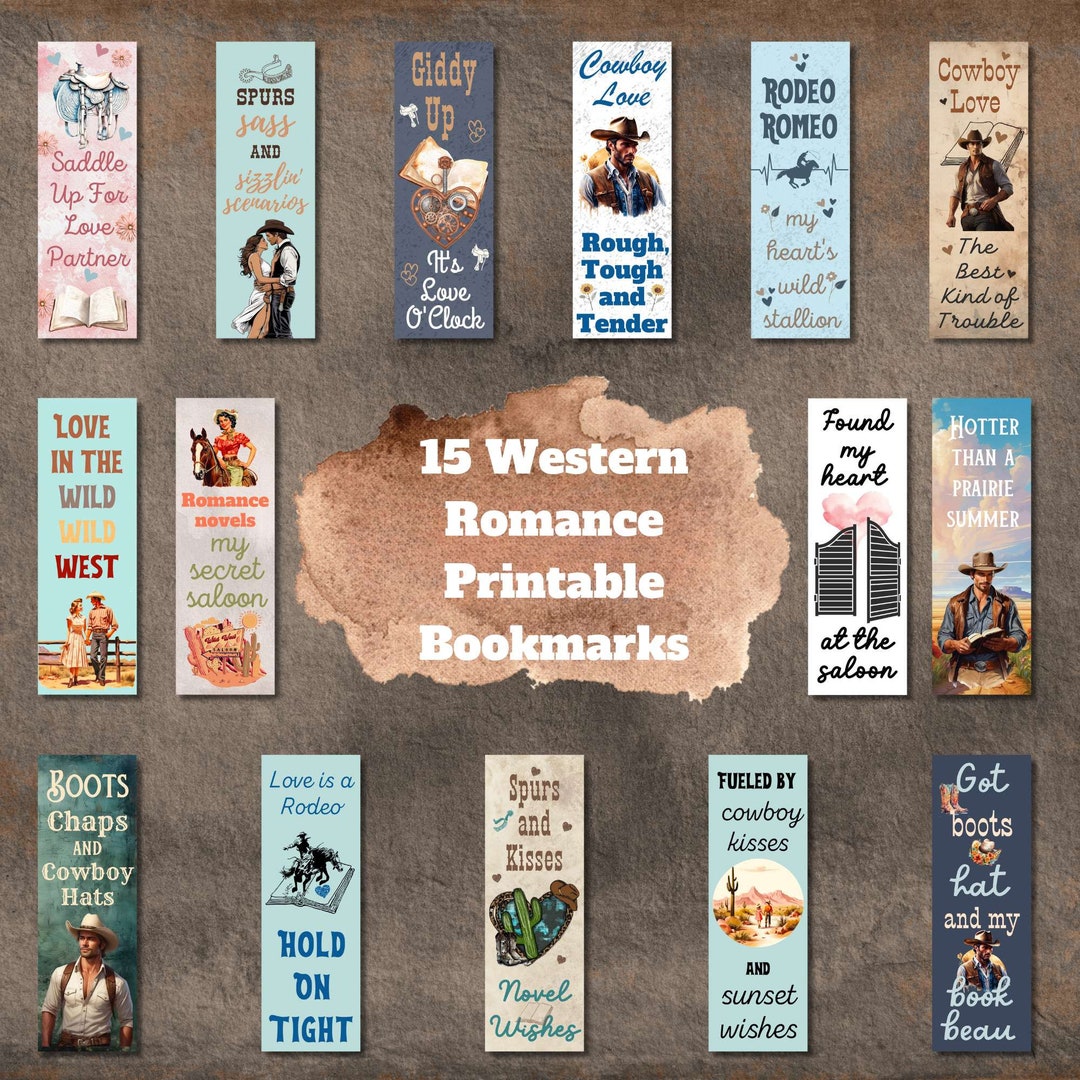 Country Western Themed Printable Romance Bookmark Bundle - Etsy
