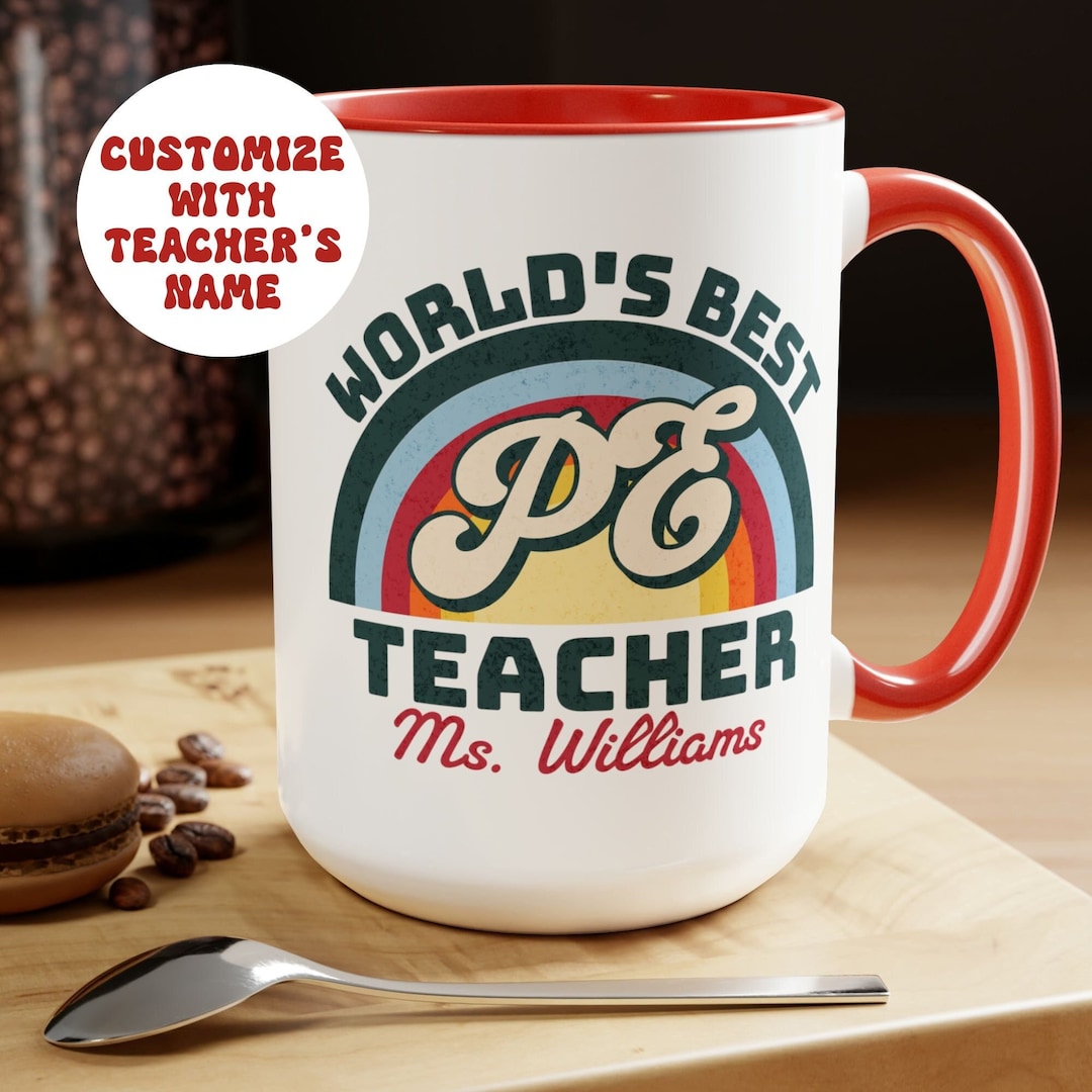 Personalized Retro PE Teacher Appreciation Ceramic Mug, Custom Name ...