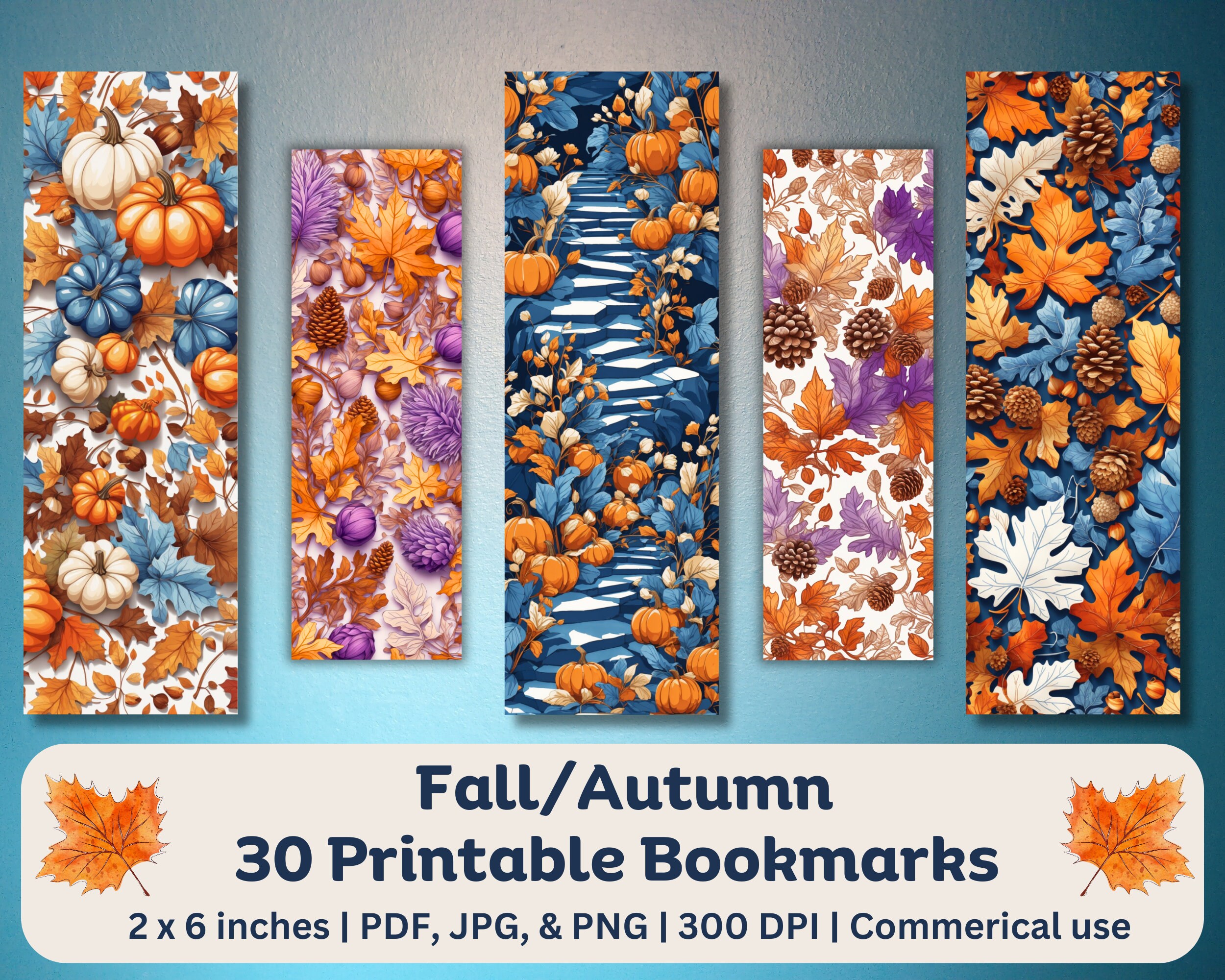 30 Fall Autumn Sublimation Bookmarks Bundle Print and Cut Bookmark Set ...