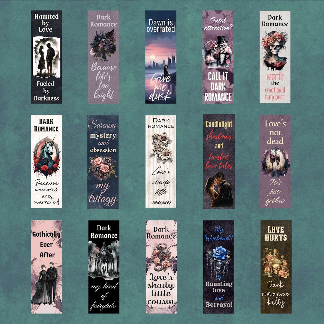 Dark Romance Bookmark PNG Bundle, Gothic Smut Bookmark Sublimate, Smutty Reader PDF Digital ...