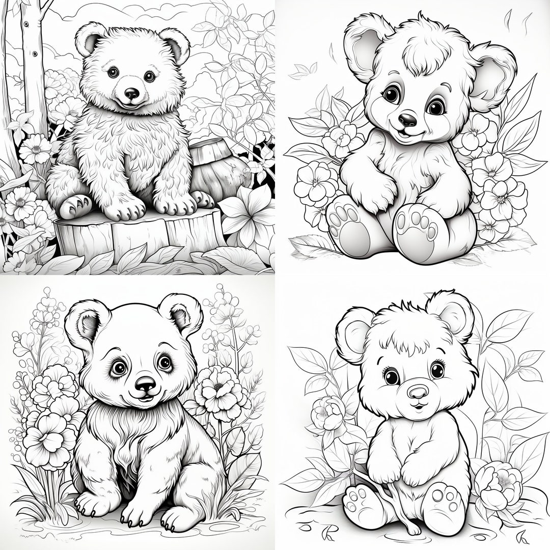 12 PAGES Teddy Bear Baby Coloring Book Printable Kids Coloring - Etsy