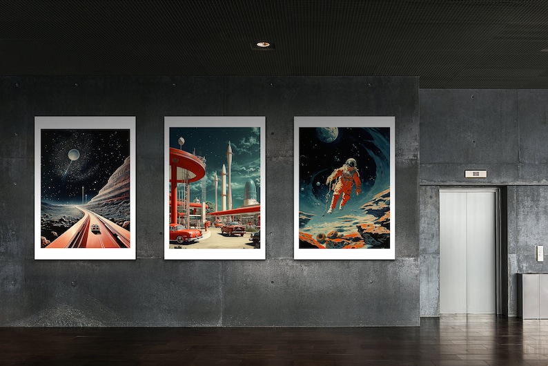 Gas Station Print Retro Futurism Art Space Art Sci Fi Posters Surreal Art - Etsy