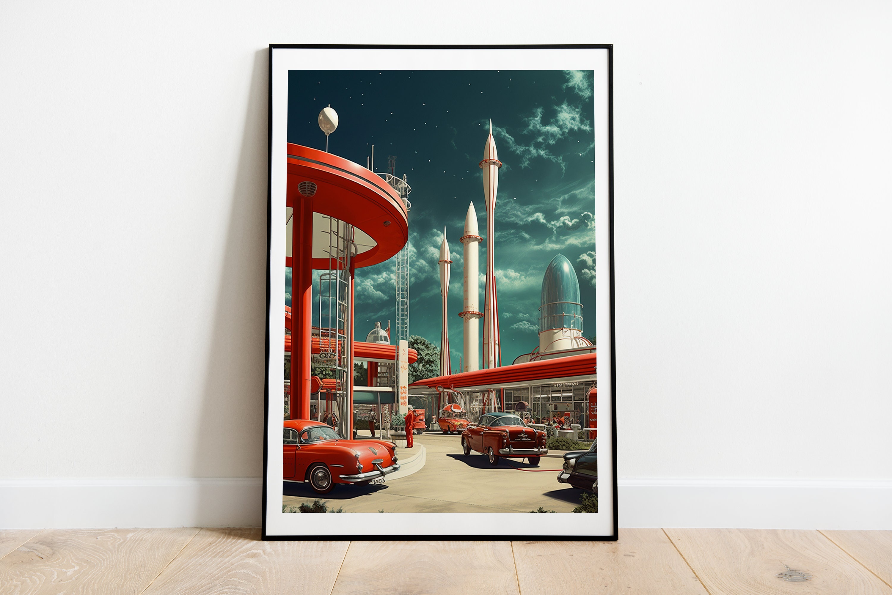 Gas Station Print Retro Futurism Art Space Art Sci Fi Posters Surreal Art - Etsy